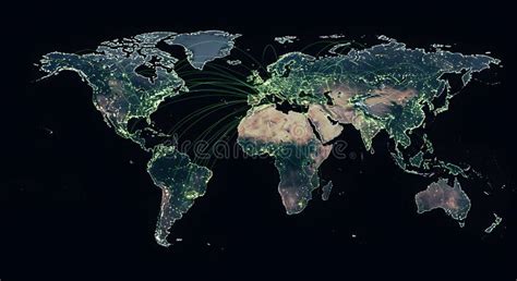 Global Network Connectivity Visualizing World Data Connections And Infrastructure Stock