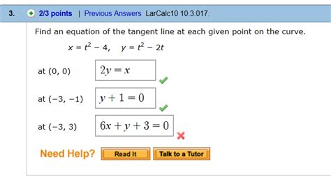 Solved Find An Equation Of The Tangent Line At Each Given