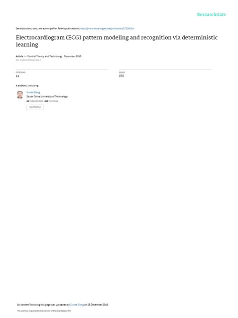 Electrocardiogram Ecg Pattern Modeling And Recognition Via