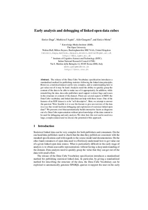 Pdf Early Analysis And Debugging Of Linked Open Data Cubes Aldo
