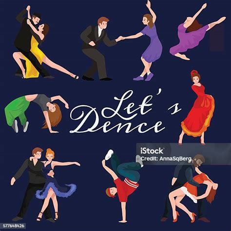 춤추는 사람들 댄서 바차타 힙합 살사 인도 발레 스트립 록 개체 그룹에 대한 스톡 벡터 아트 및 기타 이미지 개체 그룹