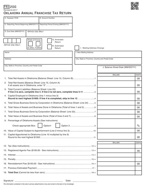 Oklahoma Annual Report Form