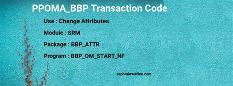 PPOMA BBP SAP Tcode For Change Attributes