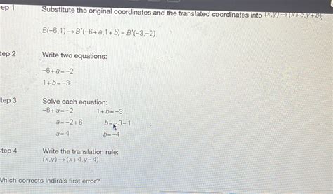 Solved Ep 1 Substitute The Original Coordinates And The Translated