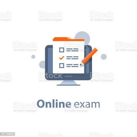 대답 설문지 양식 시험 준비 온라인 테스트 모니터에 검사 목록 선택 시험에 대한 스톡 벡터 아트 및 기타 이미지 시험 인터넷 설문지 Istock