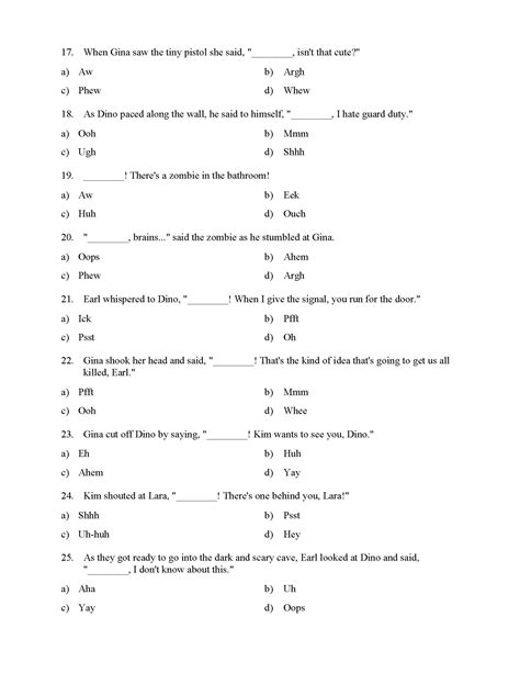 Free Interjection Worksheets