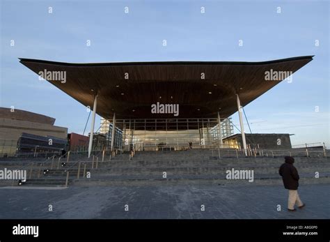 Cardiff Bay Exterior Of National Assembly Of Wales Debating Chamber
