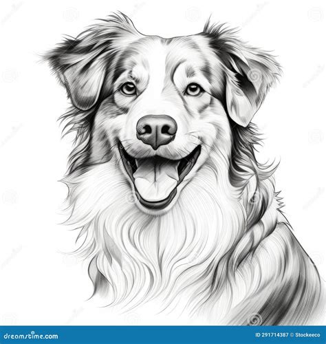 Australian Shepherd Sketch Coloring Vector Hyperrealism And