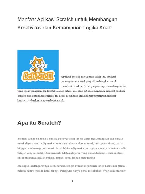 Manfaat Aplikasi Scratch Untuk Membangun Kreativitas Dan Kemampuan