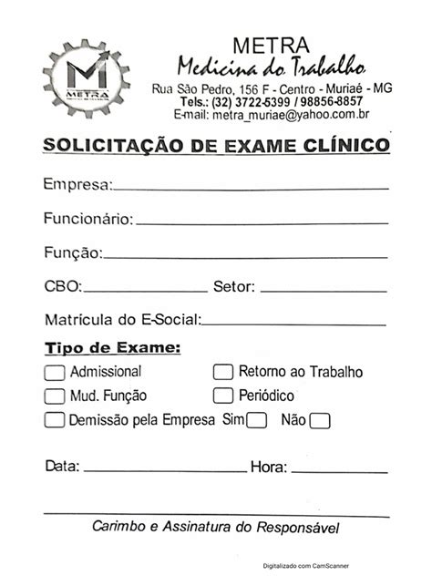 nova requisição para exame clinico pdf
