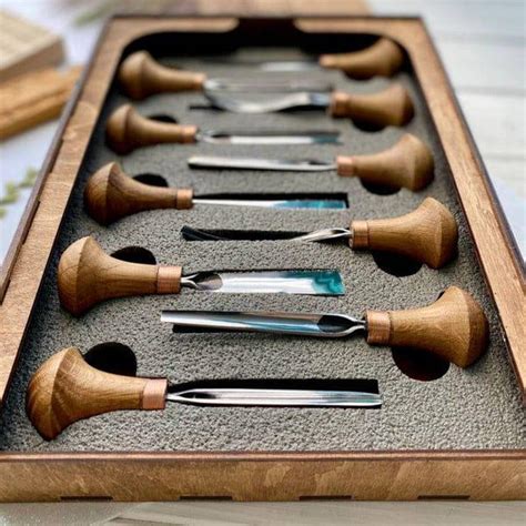 10 Piece Palm Wood Carving Tools Set Microcarving Linocut Chisels