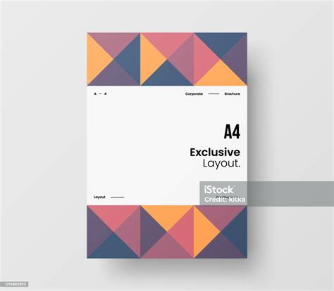 놀라운 비즈니스 프리젠 테이션 벡터 A4 수직 방향 전면 페이지 모형 현대 기업 보고서는 추상적 인 기하학적 일러스트 디자인 레이아웃을 다룹니다 회사 Id 브로셔