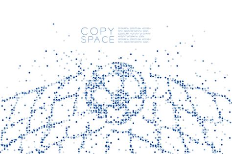 추상 기 원 도트 패턴 축구 또는 축구 공을 목표 순간 형태로 스포츠 컨셉 디자인 파란색 그림 복사 공간 벡터 Eps 10와