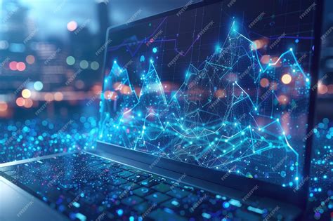 Premium Photo Futuristic Tech Growth Graph Low Poly Wireframe