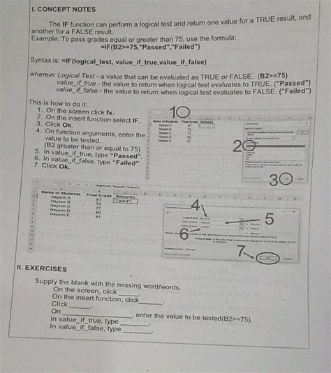 I Concept Notes The If Function Can Perform A Logical Test And Return One Value For A True