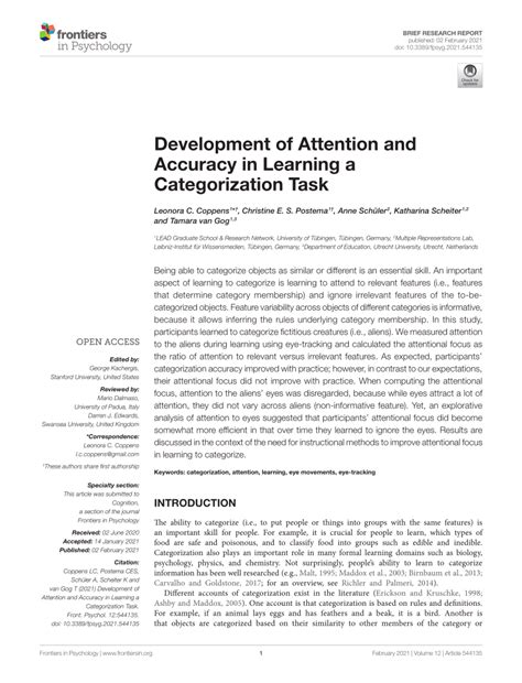 pdf development of attention and accuracy in learning a