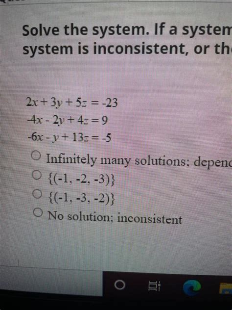 Solved 5 Points Solve The System If A System Has One Unique Chegg Com