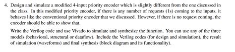 Solved 4 Design And Simulate A Modified 4 Input Priority