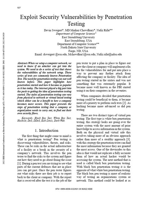 Exploit Security Vulnerabilities By Penetration Testing Pdf Penetration Test Security