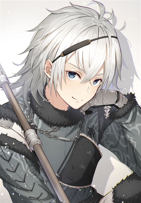 Safebooru 1boy Blue Eyes Fur Trimmed Sleeves Fur Collar Fur Trim