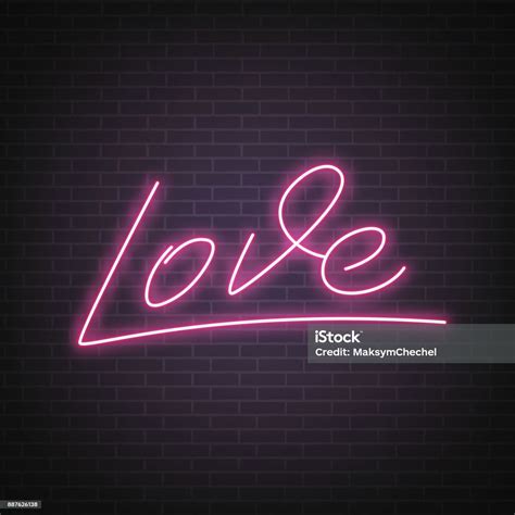 네온 글자를 사랑 해요 발렌타인의 날 네온 스크립트 문자 사랑 2월에 대한 스톡 벡터 아트 및 기타 이미지 2월 개념 공휴일 Istock