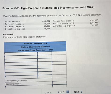 Solved Exercise 6 2 Algo ﻿prepare A Multiple Step Income