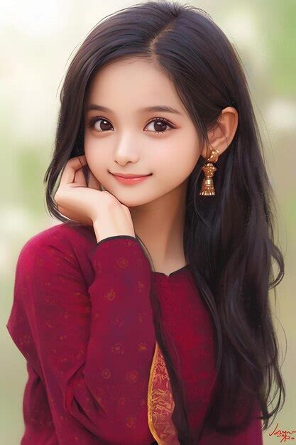 Linda Niña India Foto Premium