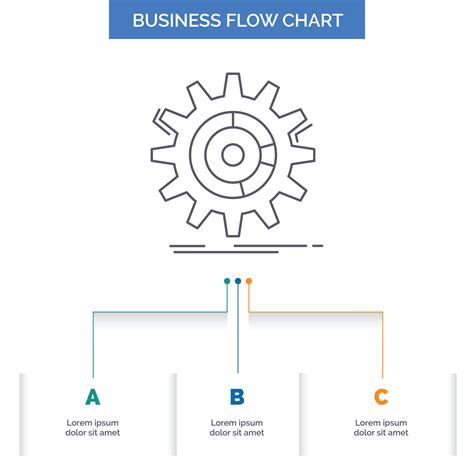Setting Data Management Process Progress Business Flow Chart Design With 3 Steps Line Icon