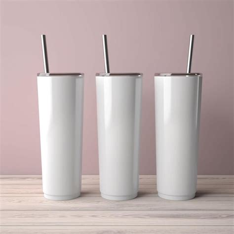 Premium Ai Image Three White Cups With Straws Are Lined Up On A Table