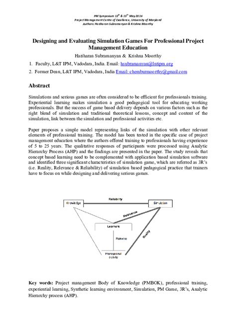 Pdf Designing And Evaluating Simulation Games For Professional