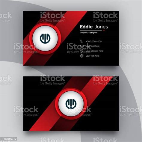 서클 명함 디자인 템플릿이 있는 그라데이션 블랙과 레드 0명에 대한 스톡 벡터 아트 및 기타 이미지 0명 3차원 형태 가리기 Istock