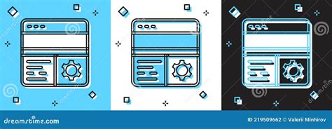 Set Debugging Icon Isolated On Blue And White Black Background