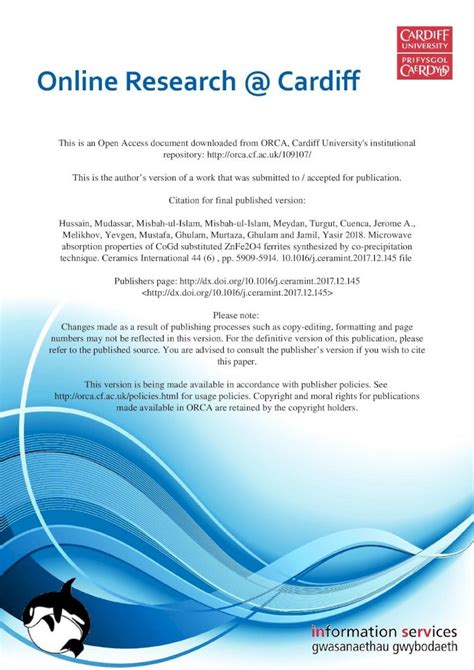 Pdf Microwave Absorption Properties Of Cogd Substituted Znfeorcacf