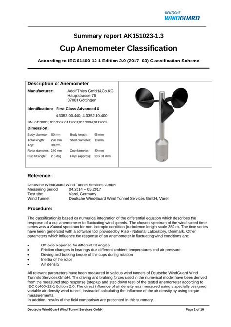 Pdf Cup Anemometer Classification · Cup Anemometer Classification According