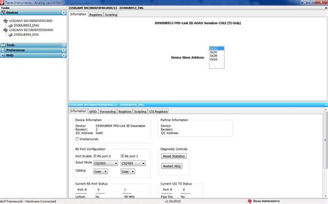 ds90ub953 q1evm the device id of ds90ub953 cannot be detected after