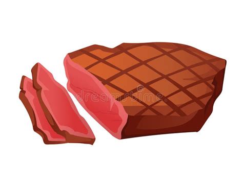 Tasty Fried Meat Steak Delicious Dish Vector Illustration Isolated On