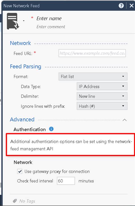 Network Feed Object Supported Authentication Met Check Point Checkmates