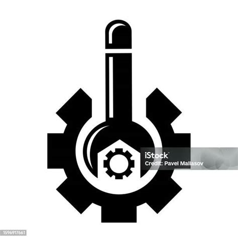 벡터 그림 아이콘 키 및 기어 로고 흰색 배경에 격리되어 있습니다 공학에 대한 스톡 벡터 아트 및 기타 이미지 공학 기계