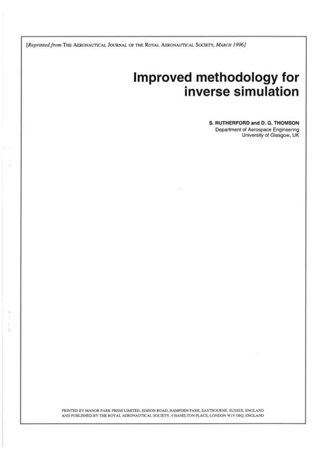 Pdf Improved Methodology For Inverse Simulation