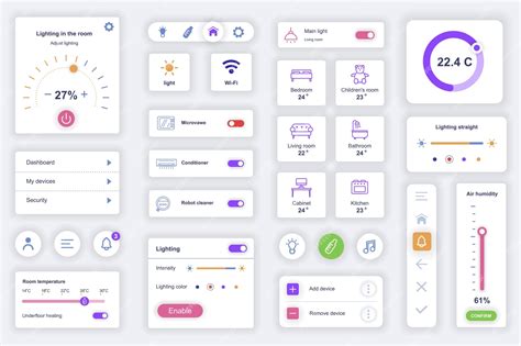 Premium Vector User Interface Elements Set For Smart Home Mobile App Kit Template With Hud