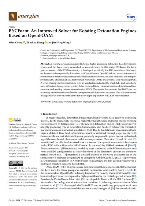 Pdf Bycfoam An Improved Solver For Rotating Detonation Engines Based On Openfoam
