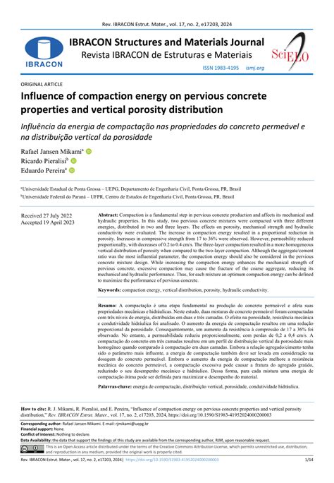 Pdf Influence Of Compaction Energy On Pervious Concrete Properties