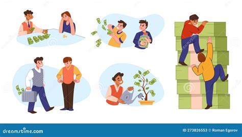 Money Salary Finance Ladder Levels Businessman In Growth And Richness Poor And Rich Persons