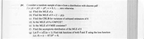 Solved Consider A Random Sample Of Size N From A Bernoulli Chegg