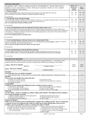 Cssrs Columbia Eduwp ContentuploadsCOLUMBIA SUICIDE SEVERITY RATING SCALE C SSRS Cssrs