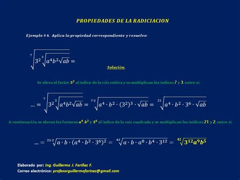 Matemáticas Profe Farinez Propiedades De La RadicaciÓn