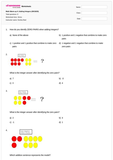 50 Identifying Integers Worksheets For Class 4 On Wayground Free
