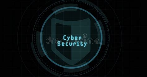 Image Of Cyber Security Text Over Shield And Circle On Black Background Stock Illustration