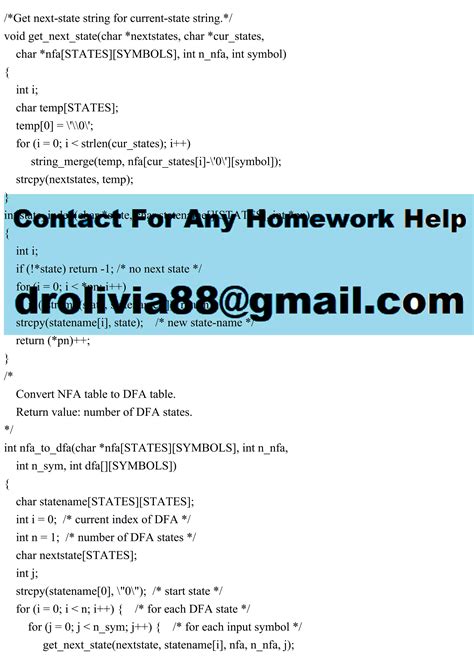 Write A C Program That Converts An Nfa File To A Dfa Where The Langpdf