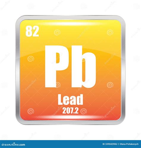 Lead Element With Symbol Pb On The Periodic Table Cartoon Vector